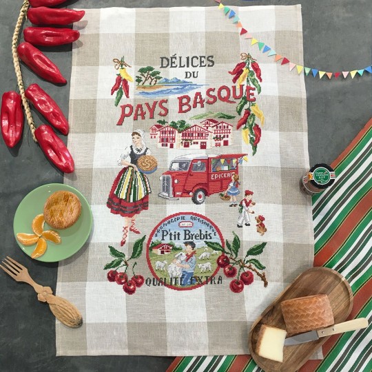 Linen «Délices du Pays Basque» Tea towel